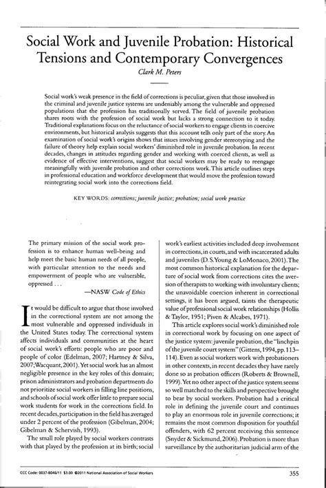 Pdf Social Work And Juvenile Probation Historical Tensions And Contemporary Convergences