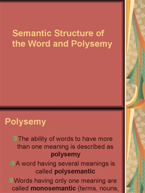 Semantic Structure Of The Word And Polysemy Pdf Word Semantics Semantic Structure Of The Word And Polysemy Pdf Word Semantics