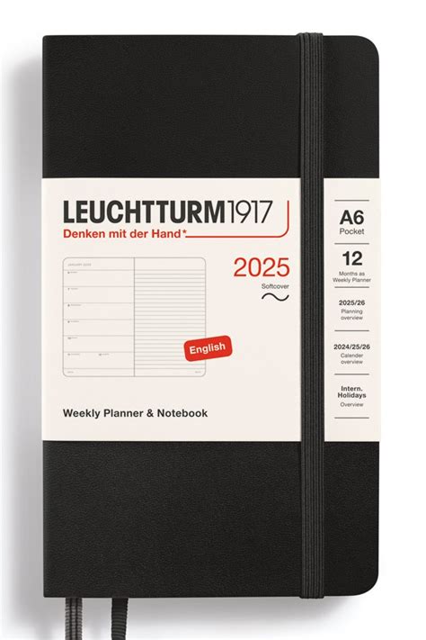 Leuchtturm A6 Softcover Weekly Planner And Notebook 2025 Black • Colemans
