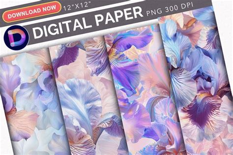Pastel Iris Flowers Digital Paper
