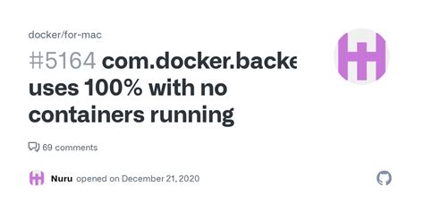 Comdockerbackend Uses 100 With No Containers Running · Issue 5164 · Dockerfor Mac · Github