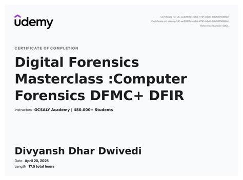Just Completed The Digital Forensics Masterclass Dfmc Dfir 🧠💻 Gained