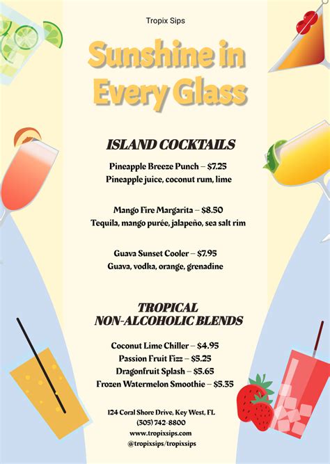 Free Drinks And Beverages Menu Template To Edit Online