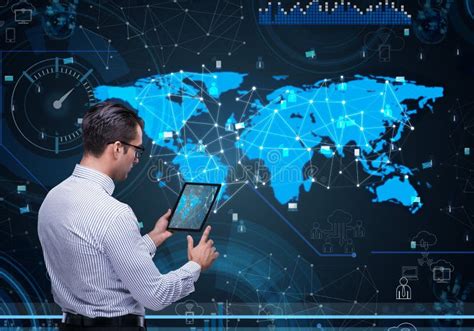 The Man In Social Data Management Concept Stock Illustration