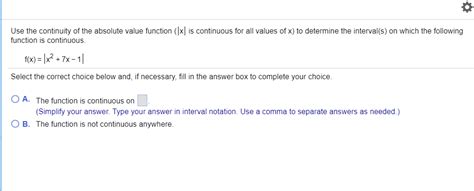 solved use the continuity of the absolute value function x