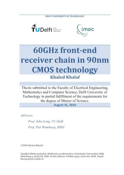 Pdf 60ghz Front End Receiver Chain In 90nm Cmos Technology Dokumen Tips