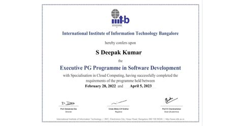 Deepak Kumar On Linkedin Executive Pg Programme In Software Development Cloud Computing Feb