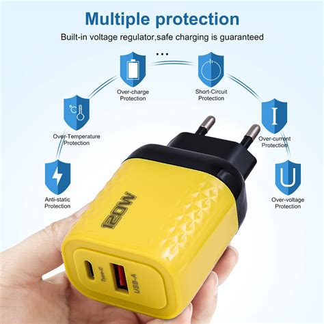 Universal W Usb Type C Ports Super Quick Charging Cellphone Adapter Travel Portable Wall