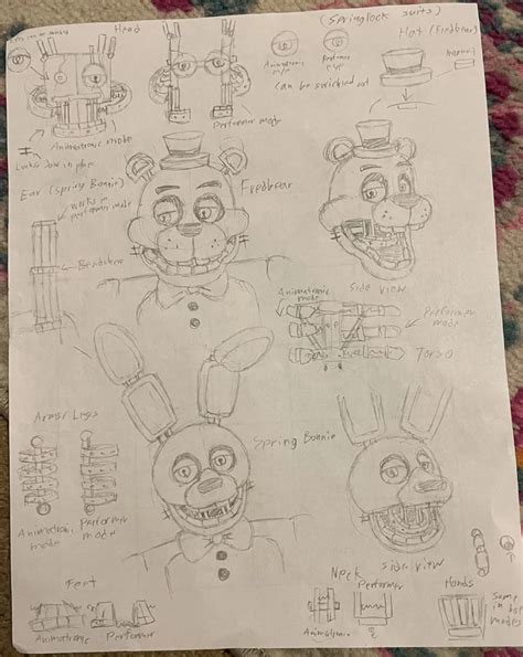 School Sketches Freddy From Memory And Springlock Blueprints Fandom