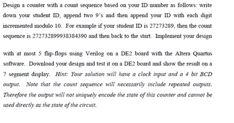 Design A Counter With A Count Sequence Based On Your