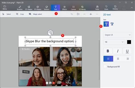 Paint D App Does Not Save Inserted Caption In The Text Box