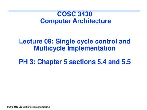 PPT COSC Computer Architecture Lecture Single Cycle Control And Multicycle