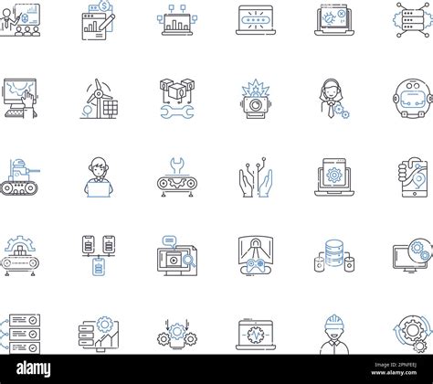 Modernization Industry Line Icons Collection Digitization Automation