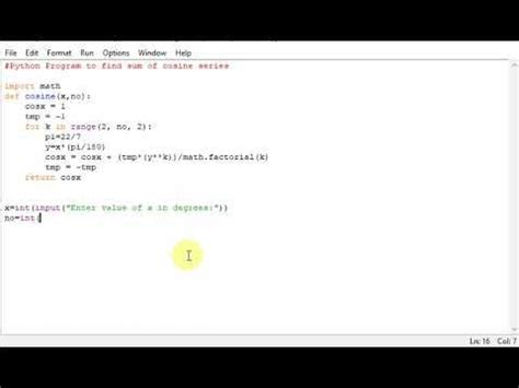 Python Program To Find Sum Of Cosine Series Python Programming Python Sum