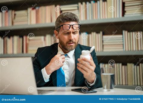 Head Pain Medicines Pills Concept Headache And Migraine Man With