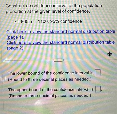 solved construct a confidence interval of the population proportion at
