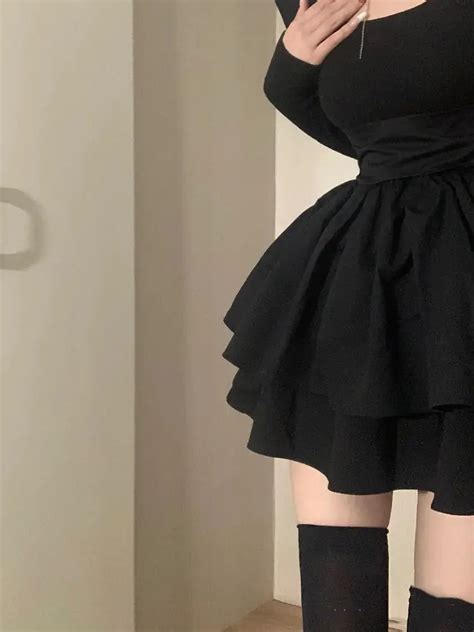 Женское Повседневное платье с длинным рукавом однотонное черное простое Модное бальное платье с