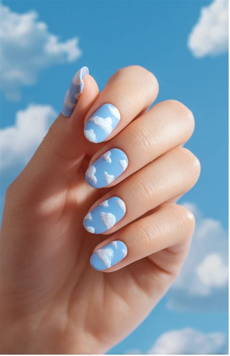 Blue And White Nails