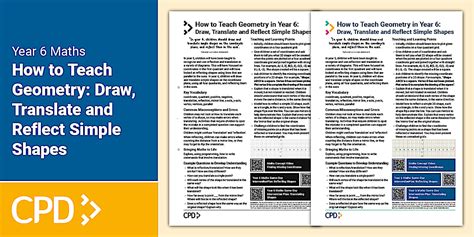 How To Teach Geometry In Year 6 Draw Translate And Reflect Simple Shapes