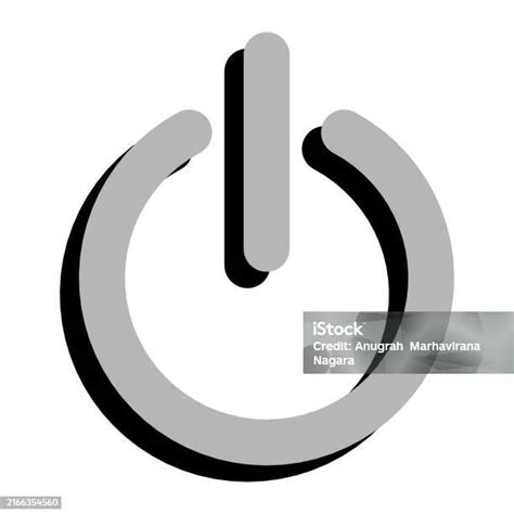 Shutdown Icon Button With Shadow Power Turn Off Button Stock