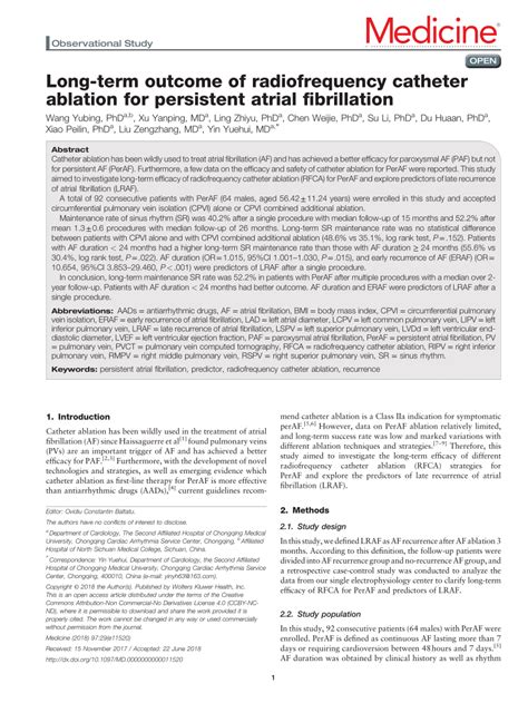 Pdf Long Term Outcome Of Radiofrequency Catheter Ablation For Persistent Atrial Fibrillation
