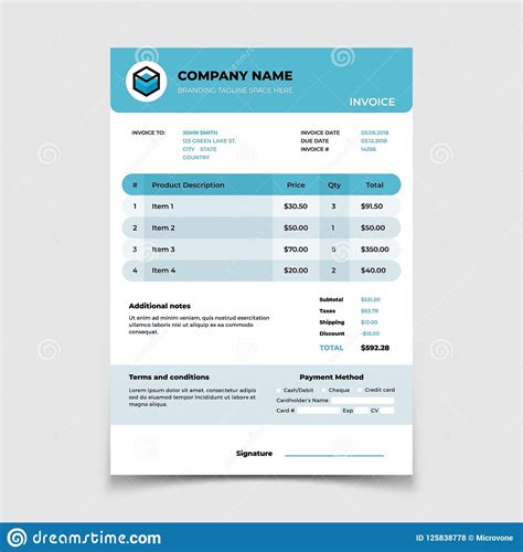 Bill Form Business Invoice Invoice Minimal Design Template Price Invoices Cartoon Vector