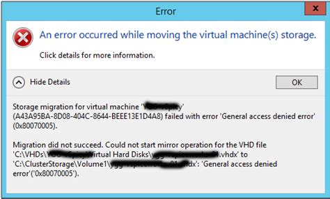 Csv Error An Error Occured While Moving The Virtual Machines Storage
