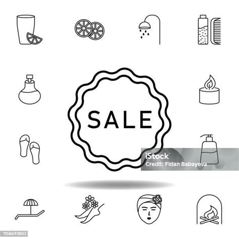 판매 스티커 스파 개요 아이콘 스파와 휴식 일러스트 아이콘의 상세한 세트 웹 로고 모바일 앱 Ui Ux에 사용할 수 있습니다 개성 개념에 대한 스톡 벡터 아트 및 기타