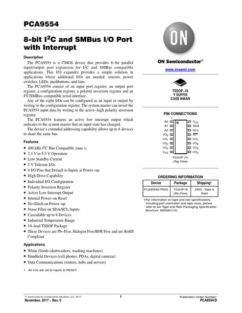 PCA Bit I C And SMBus I O Port ON Semiconductor
