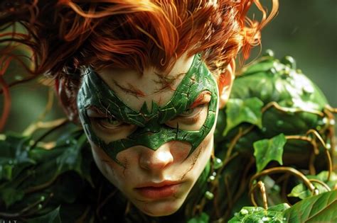 Poison Ivy With Defined Stomach Muscles Premium Ai Generated Image