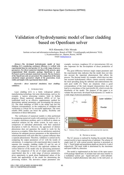 Pdf Validation Of Hydrodynamic Model Of Laser Cladding Based On