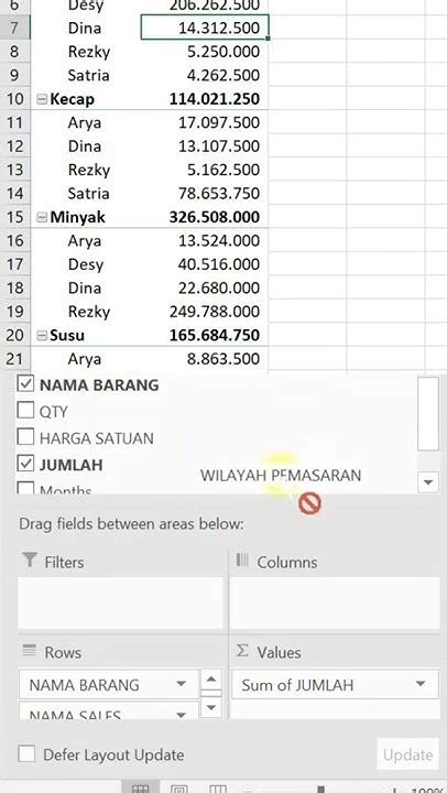 mudah menggunakan pivottable excel tutorialexcel belajarexcel