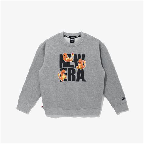 [[키즈] 포켓몬 Ι 뉴에라 빅 로고 파이리 맨투맨 헤더 그레이]