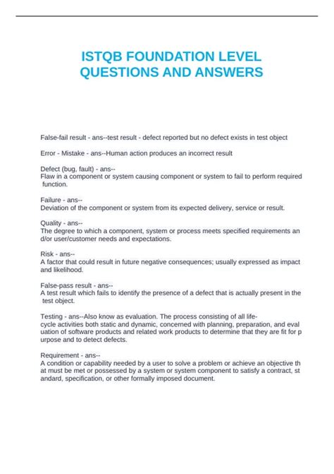 Istqb Foundation Level Questions And Answers Istqb Foundation Level