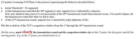 Solved 15 Points Assuming TCP Reno Is The Protocol Chegg Com