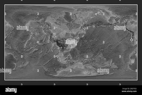 Amur Tectonic Plate On The Grayscale Elevation Map In The Patterson Cylindrical Oblique