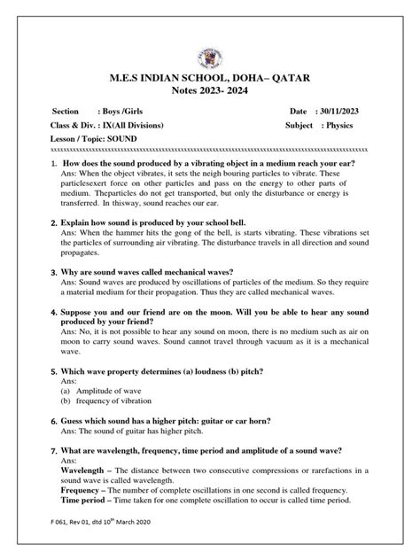 Sound Notes Class 9 Pdf Sound Waves Sound Notes Class 9 Pdf Sound Waves