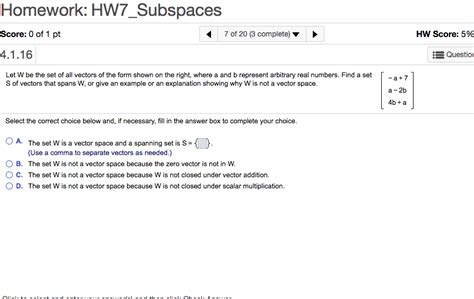 Solved Let W Be The Set Of All Vectors Of The Form Shown On