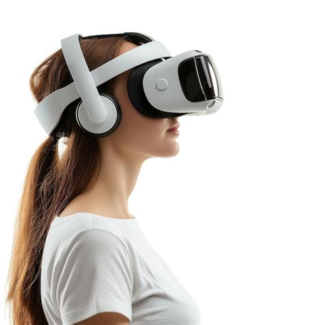 Premium Photo Women Waring VR Headset Side View