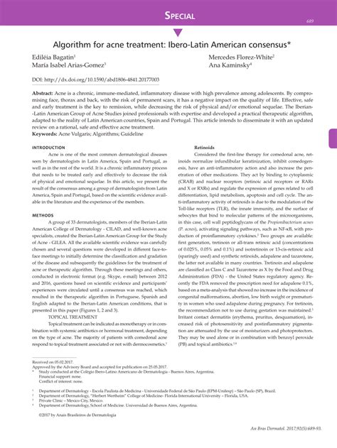 Pdf Algorithm For Acne Treatment Ibero Latin American Consensus