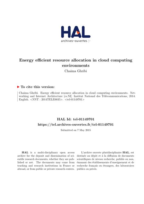 pdf energy efficient resource allocation in cloud computing environments