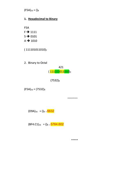 Octal To Hexadecimal And Hexadecimal To Octal Pdf