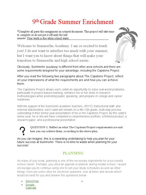 9th Grade Summer Enrichment 22 23 Word 2 Pdf Citation Apa Style