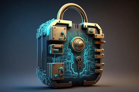 Premium Ai Image Super Technological Padlock With Blue Circuits Data Security Concept