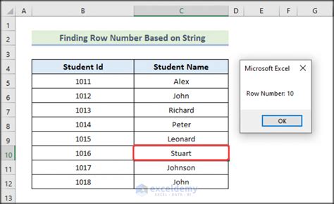 How To Get Row Number From Range With Excel VBA Examples