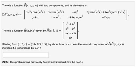 solved f x y z w there is a function with two components