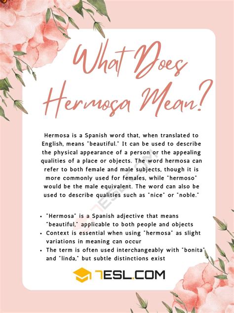Hermosa Meaning Origin And Examples Esl