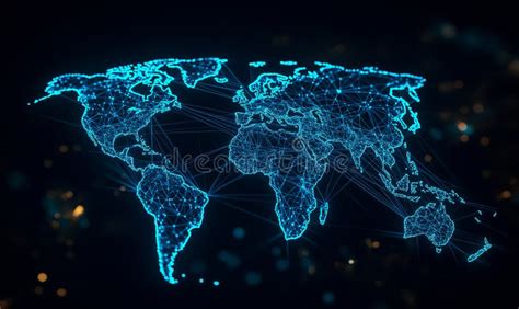 Digital World Map With Glowing Network Of Connections Showcasing Global
