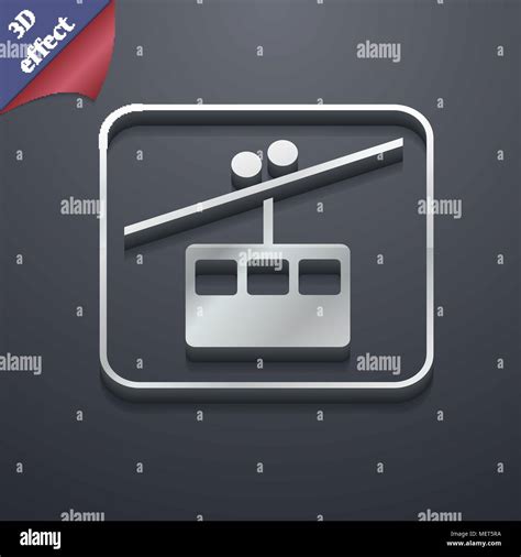 Cable Car Line Icon Symbol 3d Style Trendy Modern Design With Space