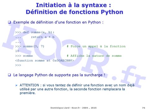 Le Langage Python Initiation La Syntaxe D Finition De Fonctions Python